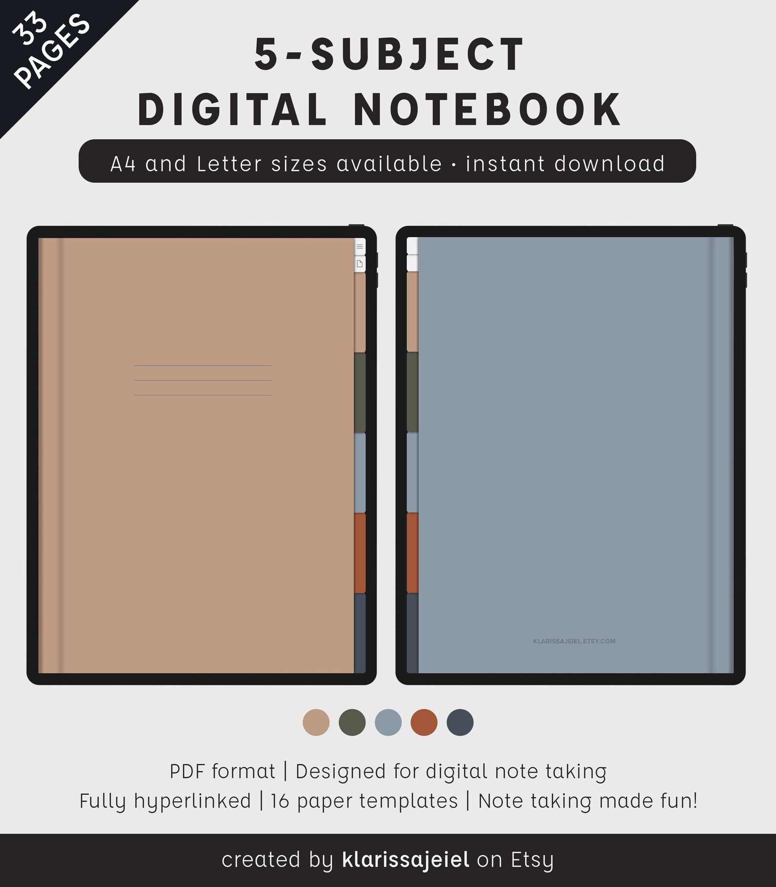 5-Subject Digital Notebook - klarissajeiel